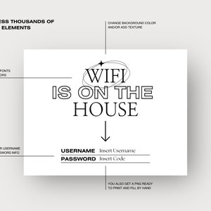 Wifi Password Sign, Editable Wifi Sign Template, Wifi Password ...