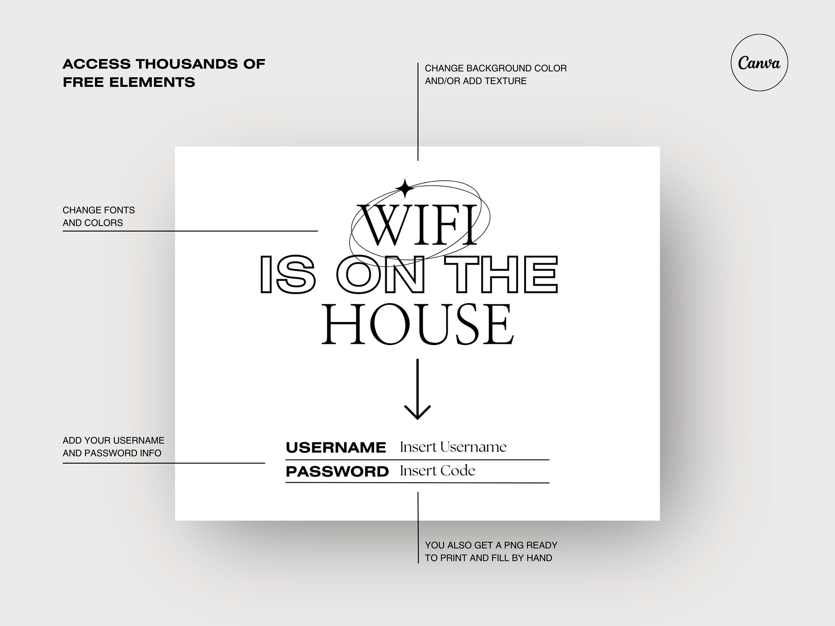 Wifi Password Sign, Editable Wifi Sign Template, Wifi Password ...