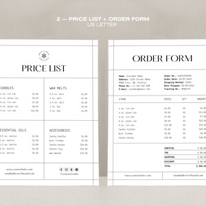Complete Candle Branding Set. Price List Template. Order Form Templates ...