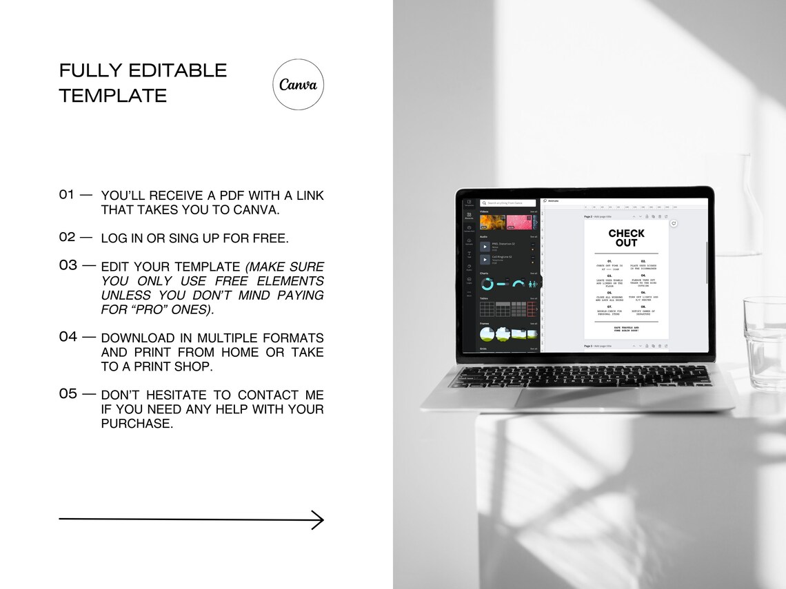 Editable Airbnb Check Out Sign, Check Out Instructions Template, Airbnb ...