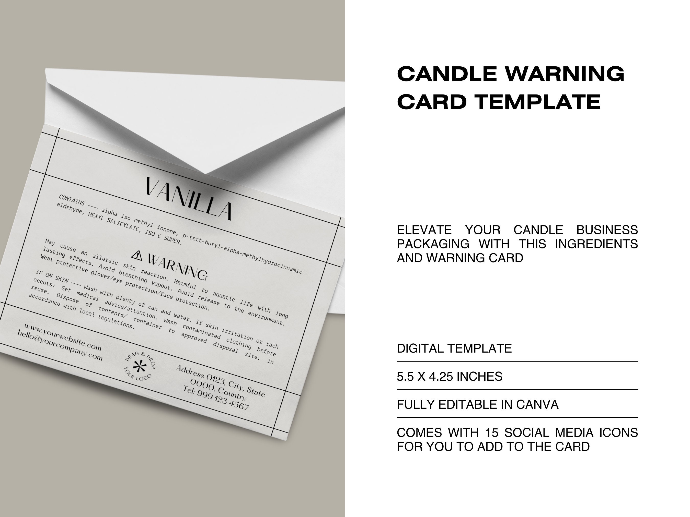 Candle Warning Label. Printable Candle Safety Card Warning - Etsy