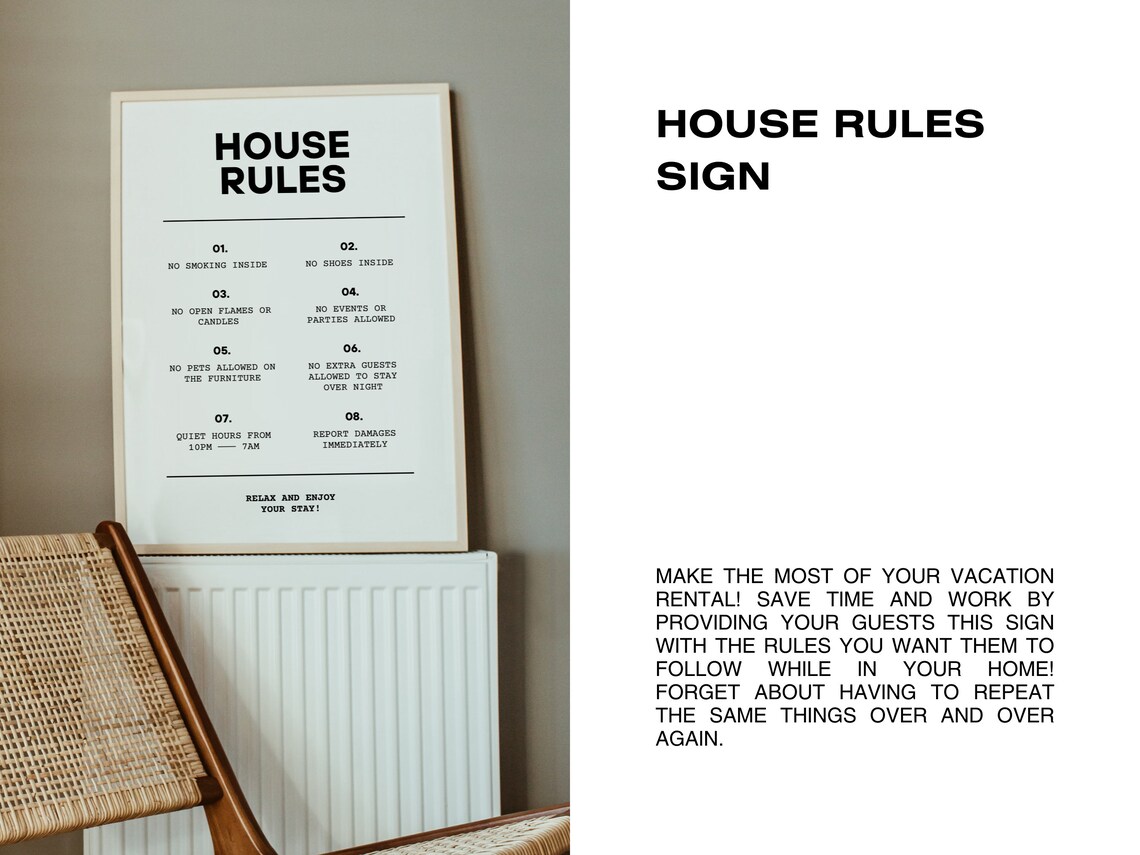 Editable Airbnb House Rules Sign, House Rules Template Checklist, VRBO ...
