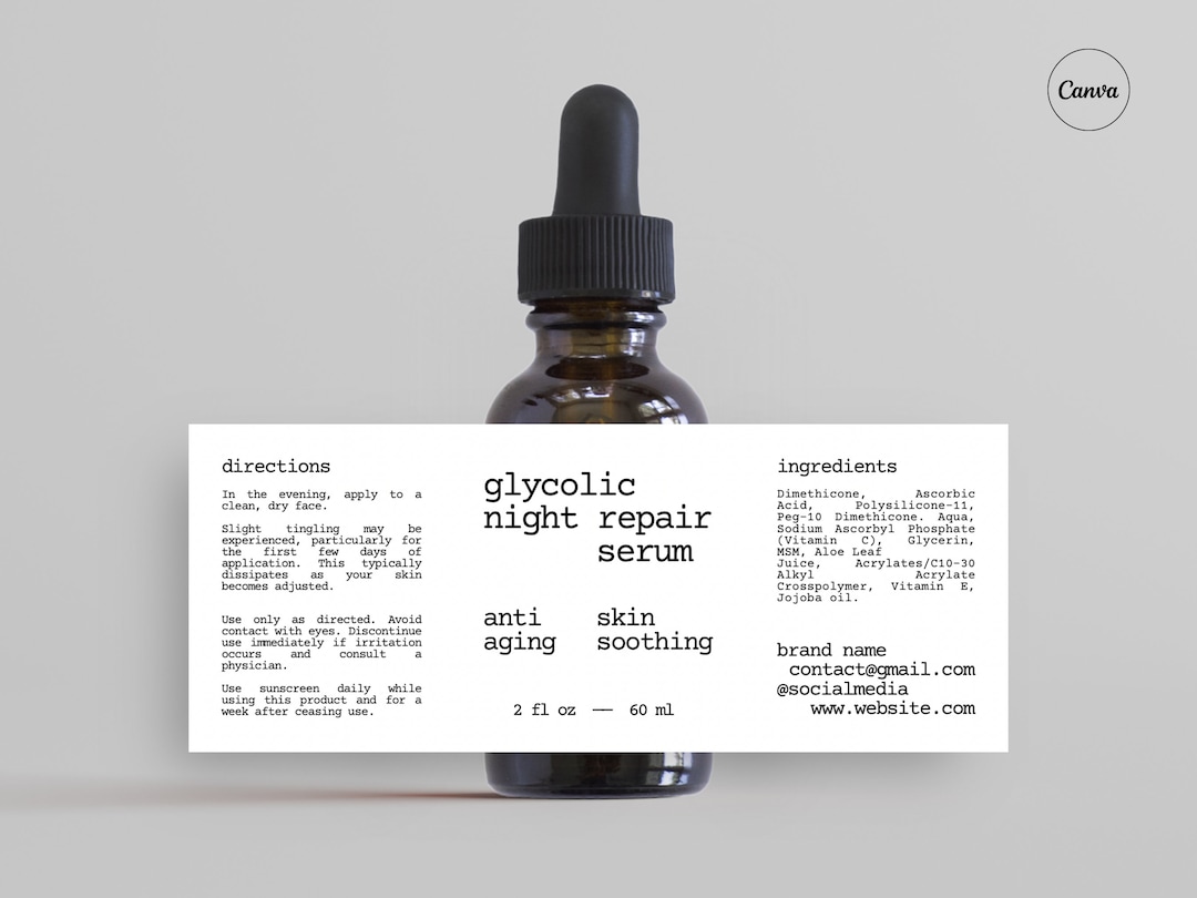 Skincare Dropper Bottle Label Template. Serum Label Template. Toner ...