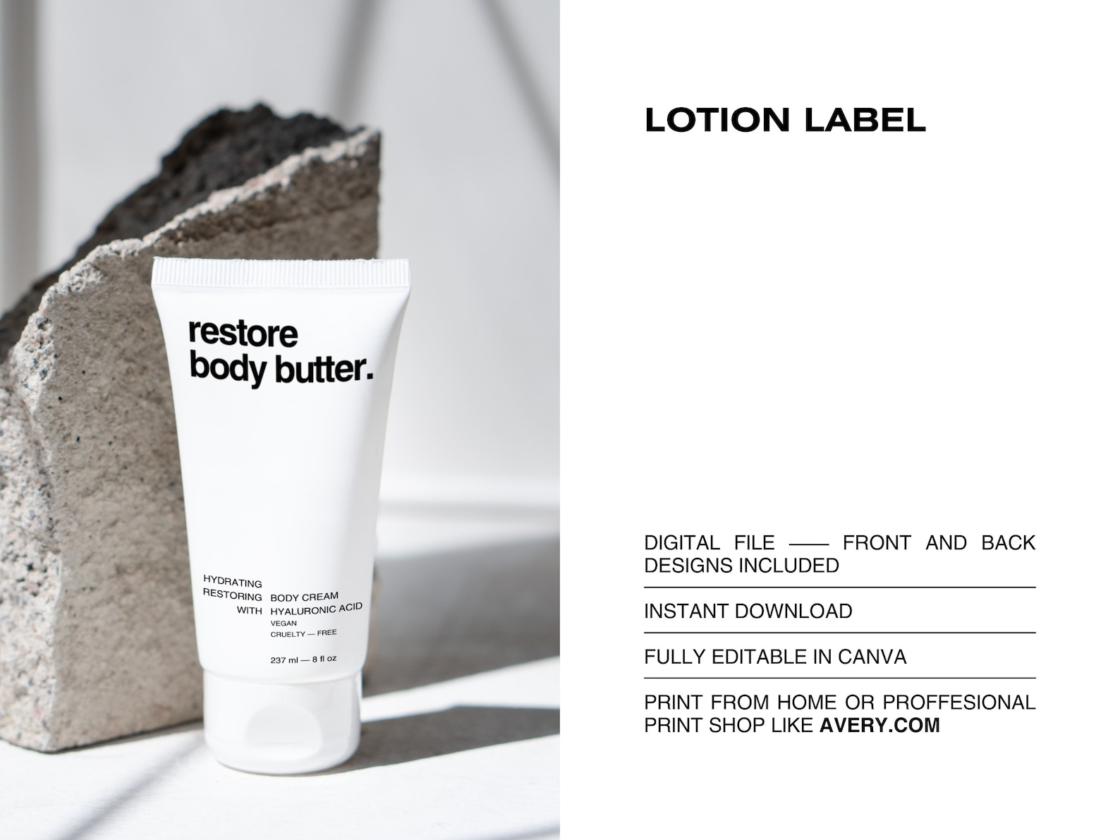 Skincare Product Label Template, DIY Body Butter Labels, Body Cream ...