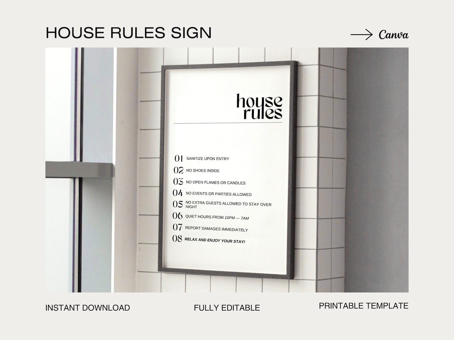 Airbnb House Rules Sign Template, Editable in Canva, Superhost Vacation ...