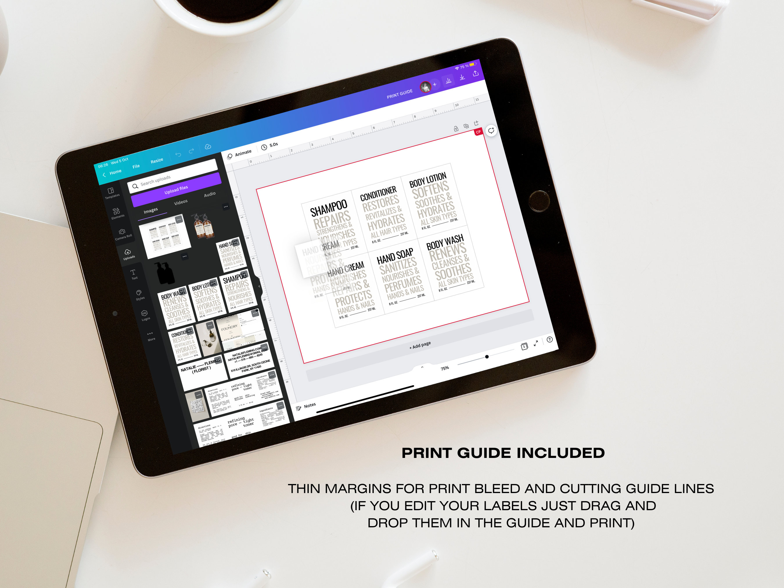 Pump Bottle Label Template, 6 Piece Bundle, Toiletries Labels ...