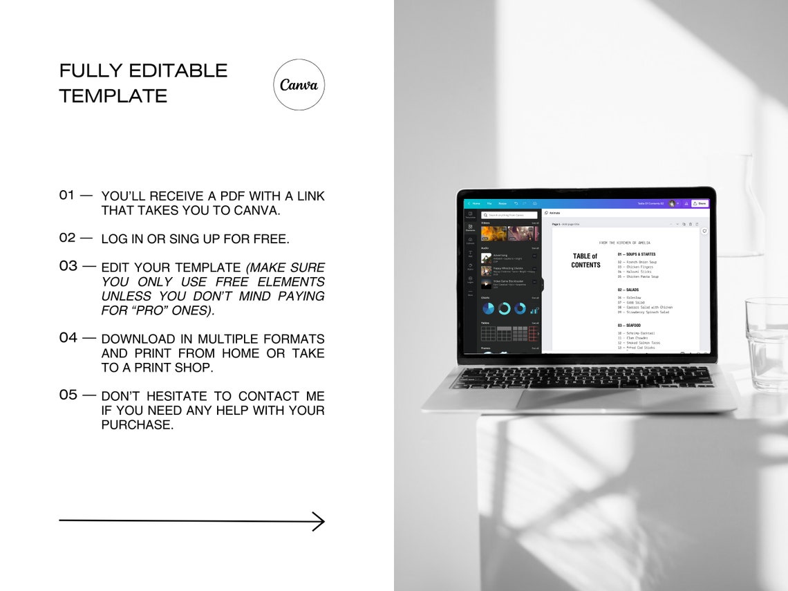 Table of Contents, Cookbook Template, Recipe Book Template, Editable ...