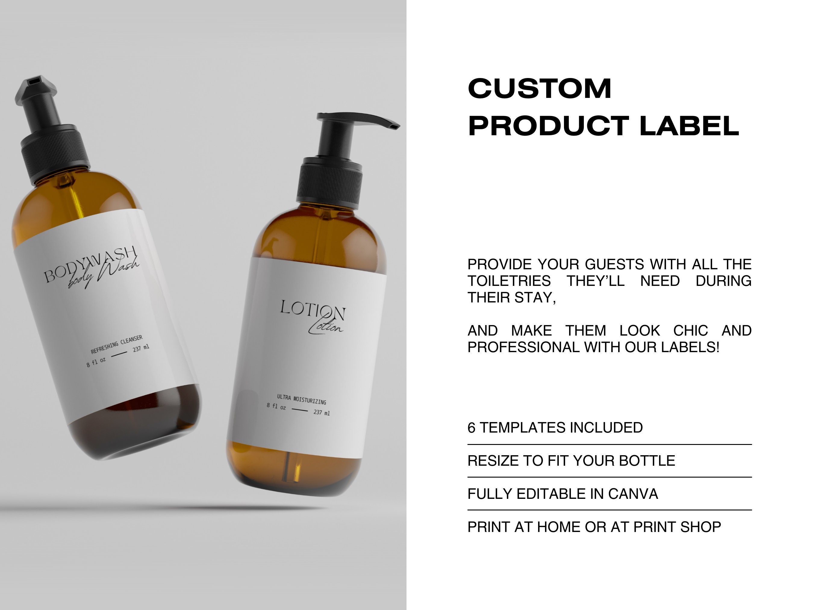 Printable Soap and Shampoo Label. Templates Editable on Canva. Supplies ...