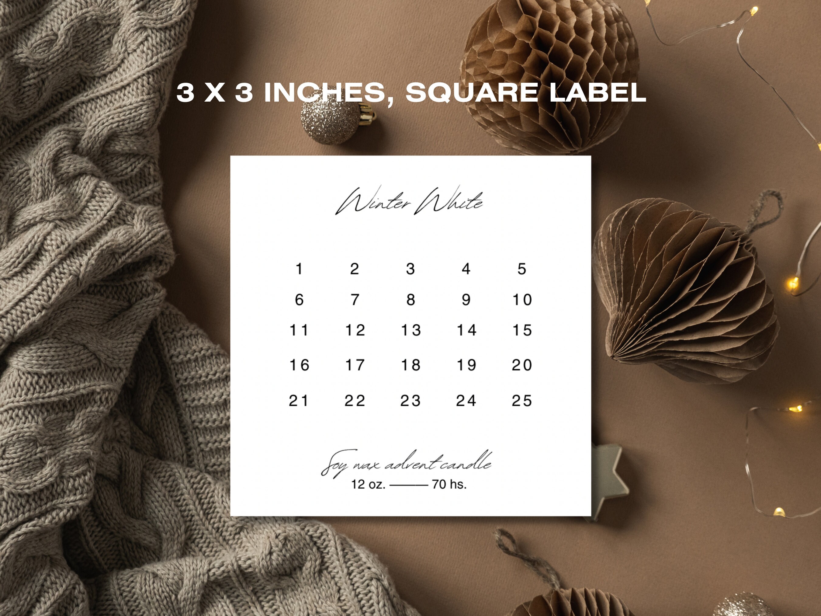 Advent Candle Label Template, Advent Calendar Candle, Happy Holidays ...