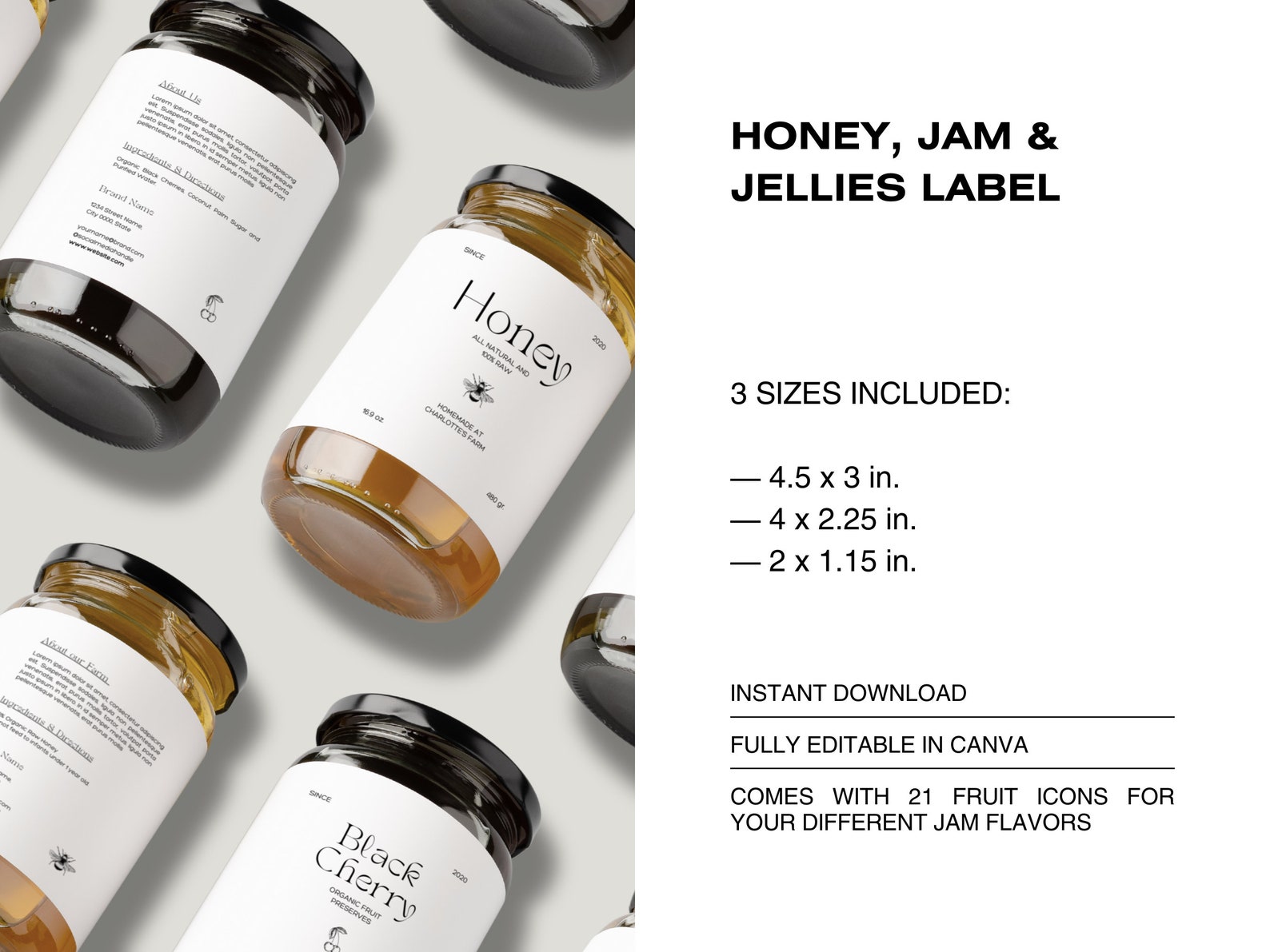 Honey Label. Editable Canva Label. Jam and Jelly Jar - Etsy