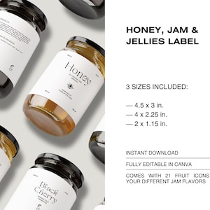 Honey Label. Editable Canva Label. Jam and Jelly Jar - Etsy