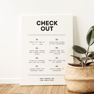 Editable Airbnb Check Out Sign, Check Out Instructions Template, Airbnb ...