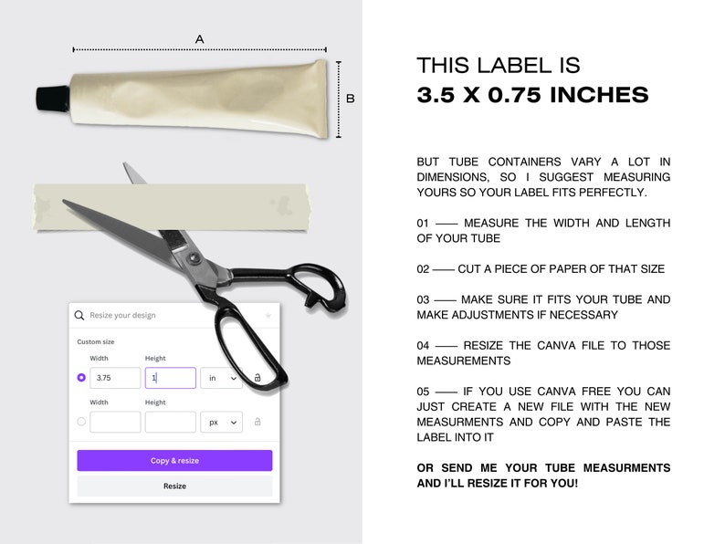 Cosmetic Tube Label Template. Editable Skincare Label. Beauty - Etsy