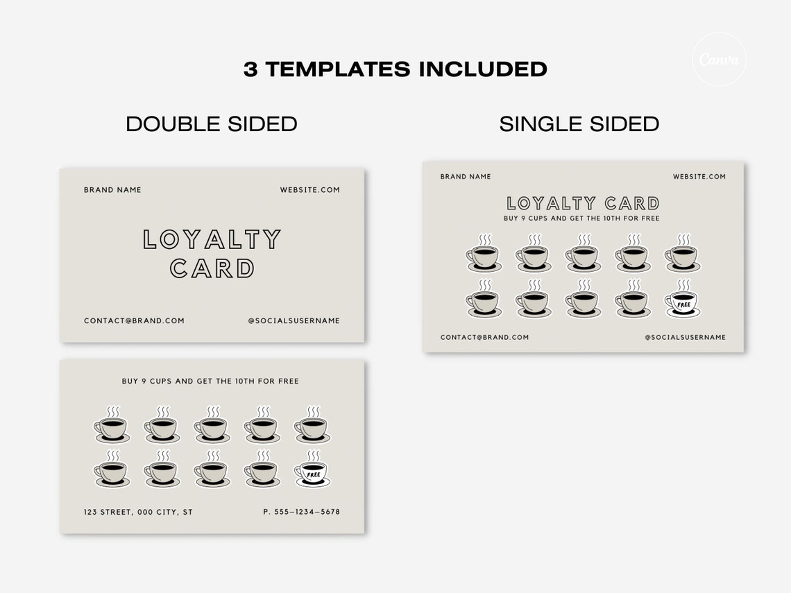 Loyalty Card Template, Customer Loyalty Card, Editable Rewards Card ...