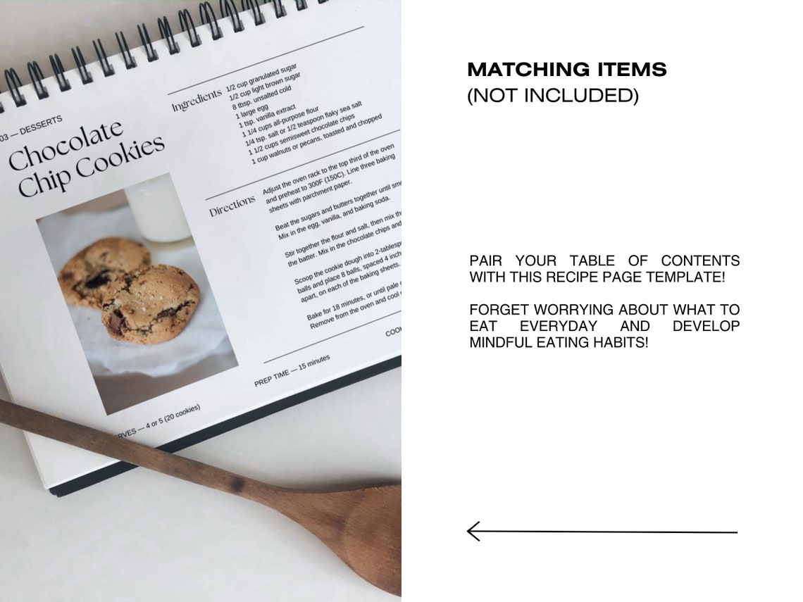Table of Contents, Cookbook Template, Recipe Book Template, Editable ...