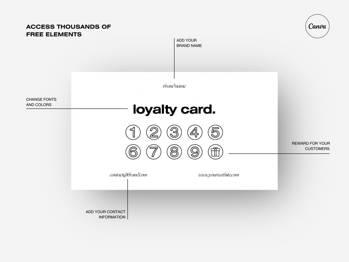 Minimal Loyalty Card Editable Customer Punch Card Rewards - Etsy