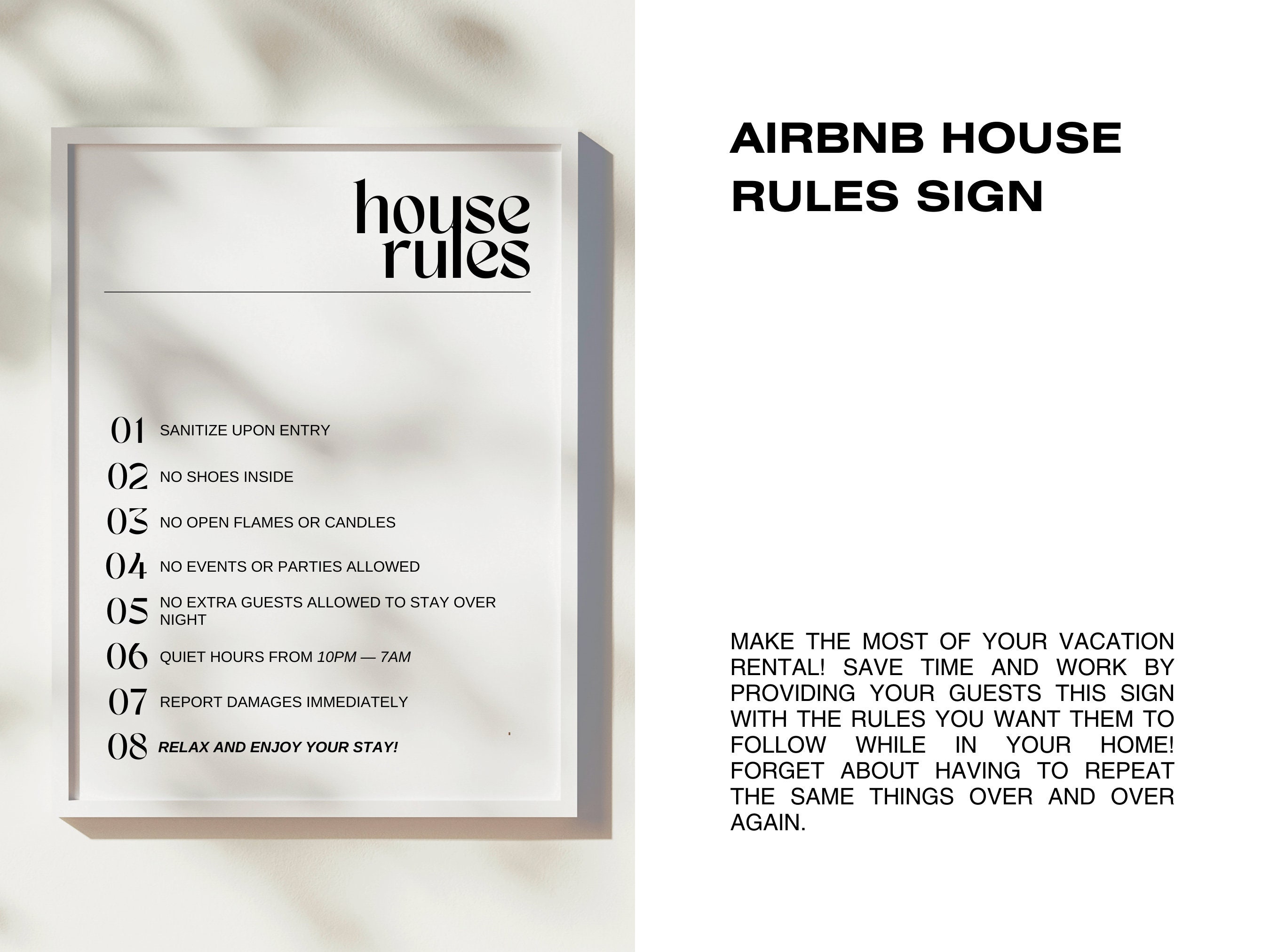 Airbnb House Rules Sign Template, Editable in Canva, Superhost Vacation ...