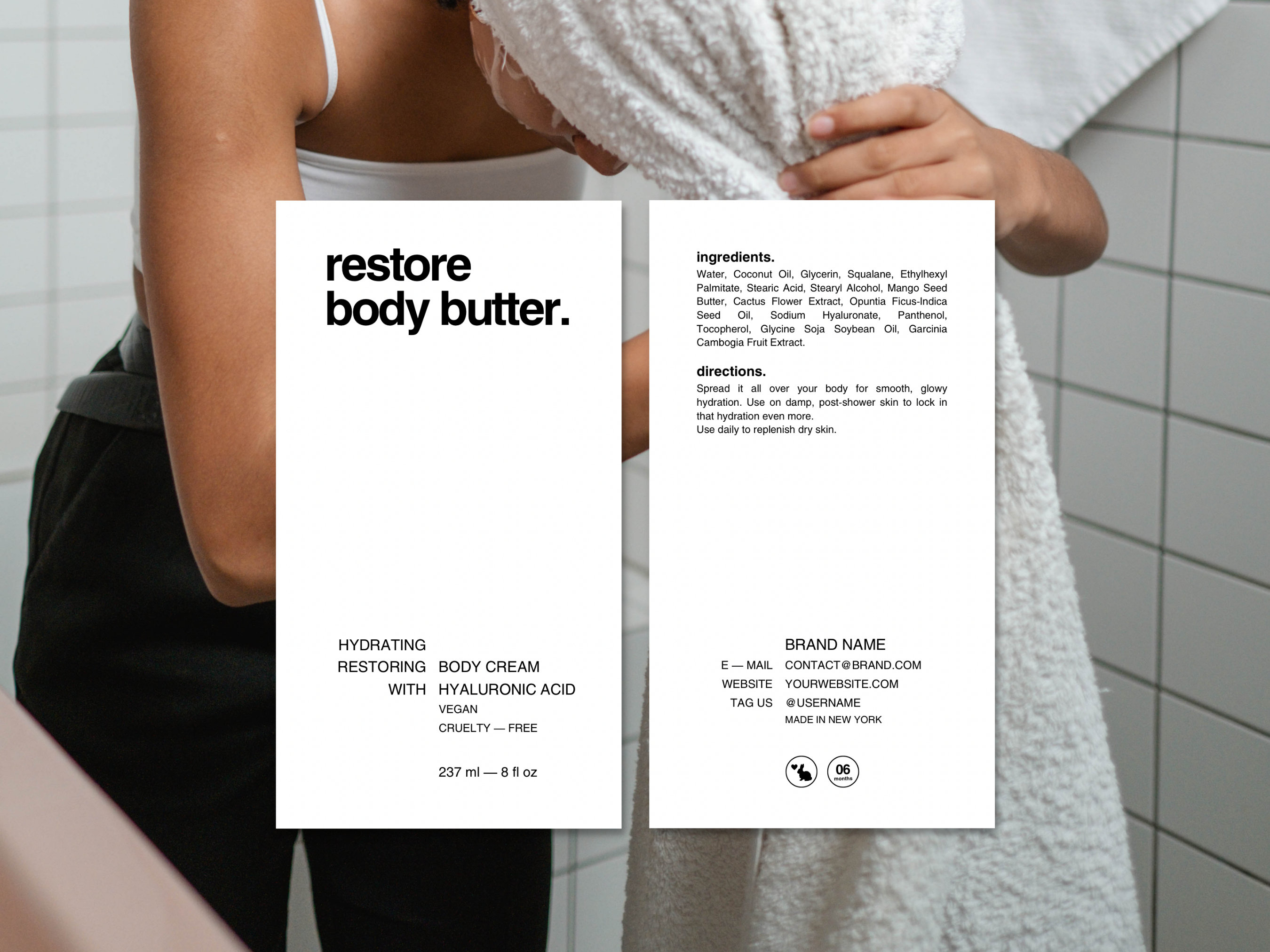 Skincare Product Label Template, DIY Body Butter Labels, Body Cream ...