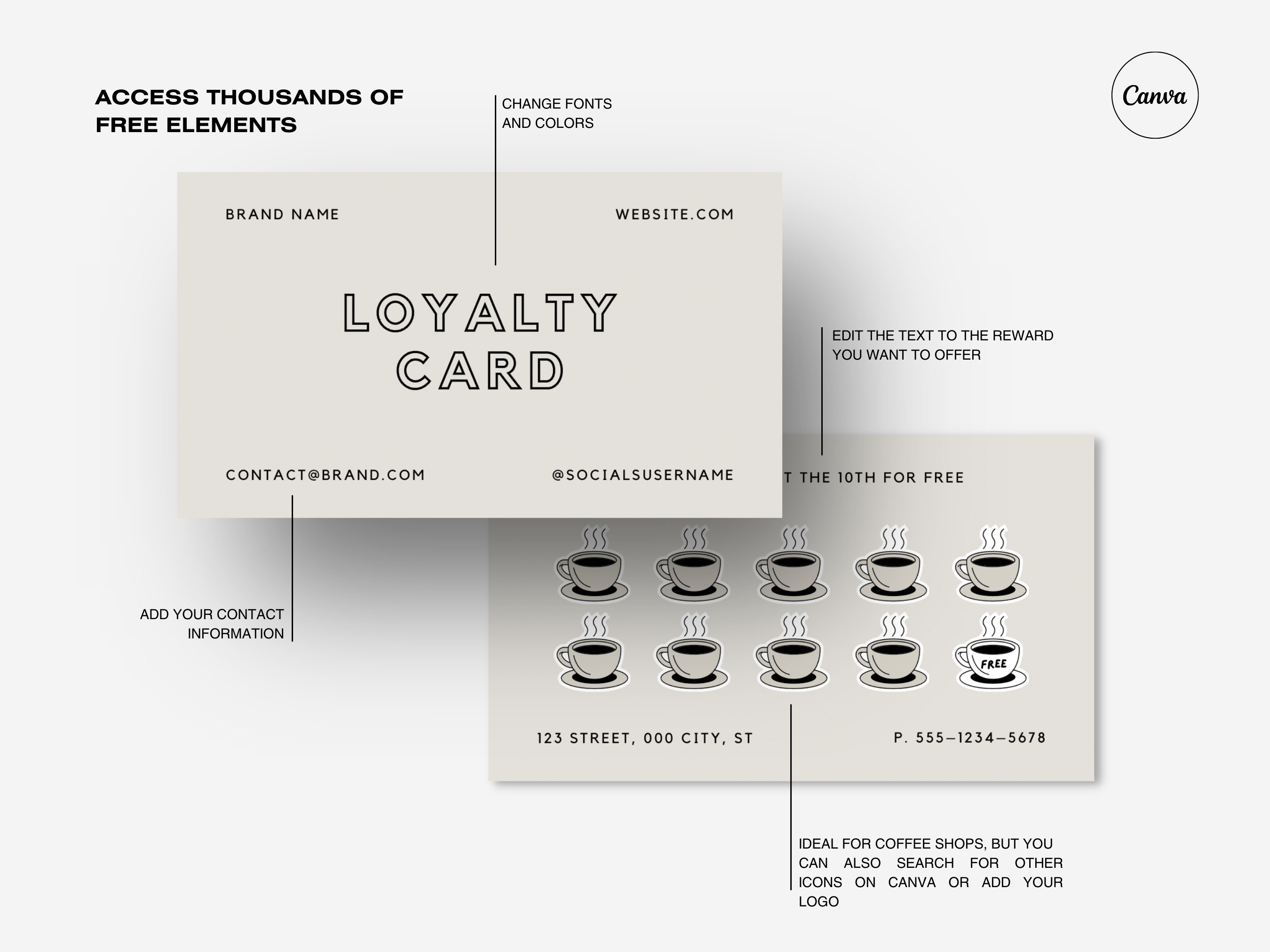 Loyalty Card Template, Customer Loyalty Card, Editable Rewards Card ...