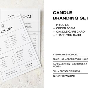Candle Branding Set. Price List Template. Order Form Templates. Candle ...