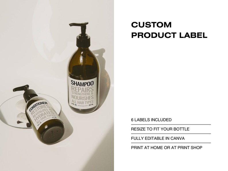 Pump Bottle Label Template 6 Piece Bundle Toiletries Labels - Etsy