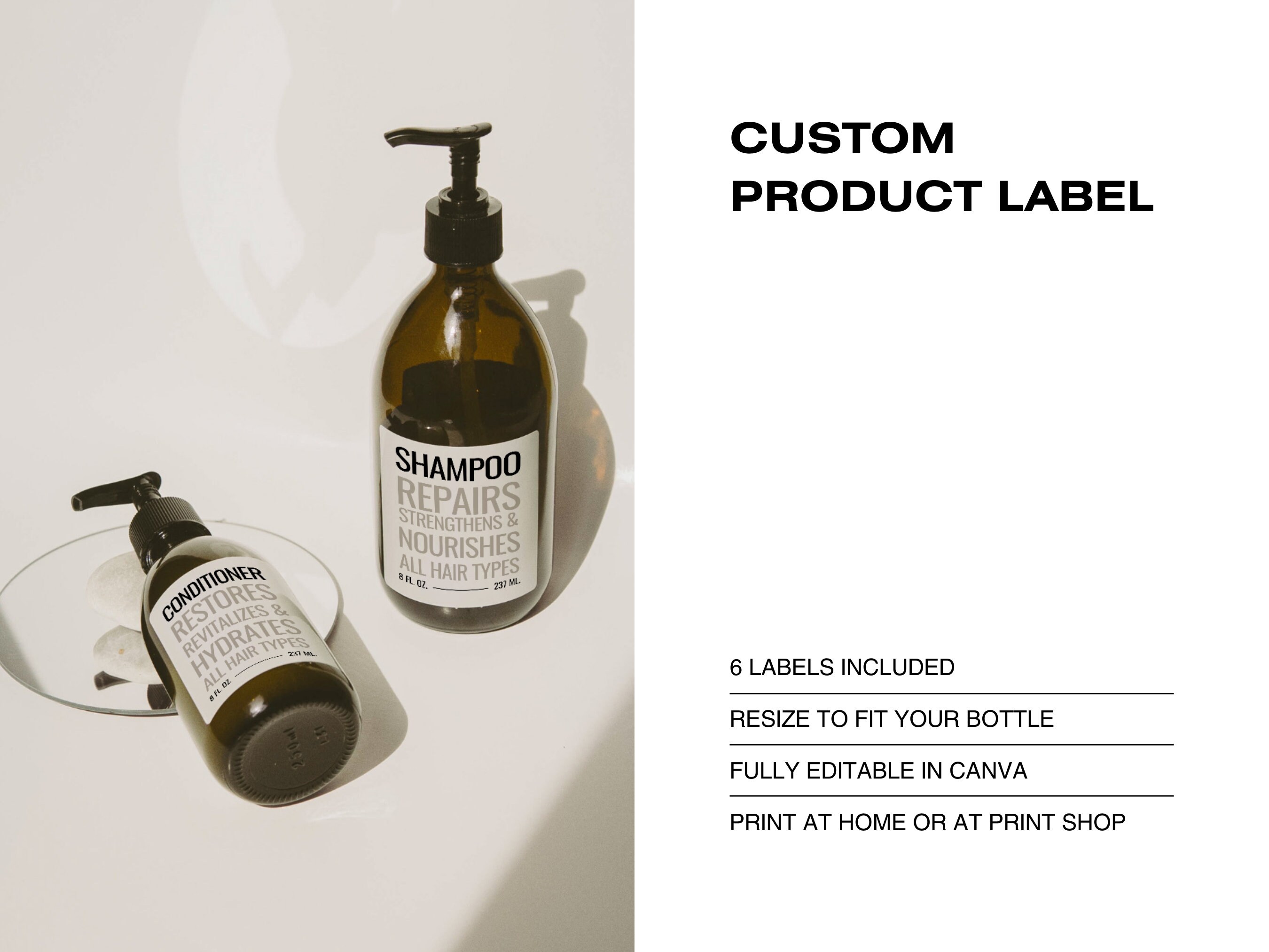 Pump Bottle Label Template, 6 Piece Bundle, Toiletries Labels ...