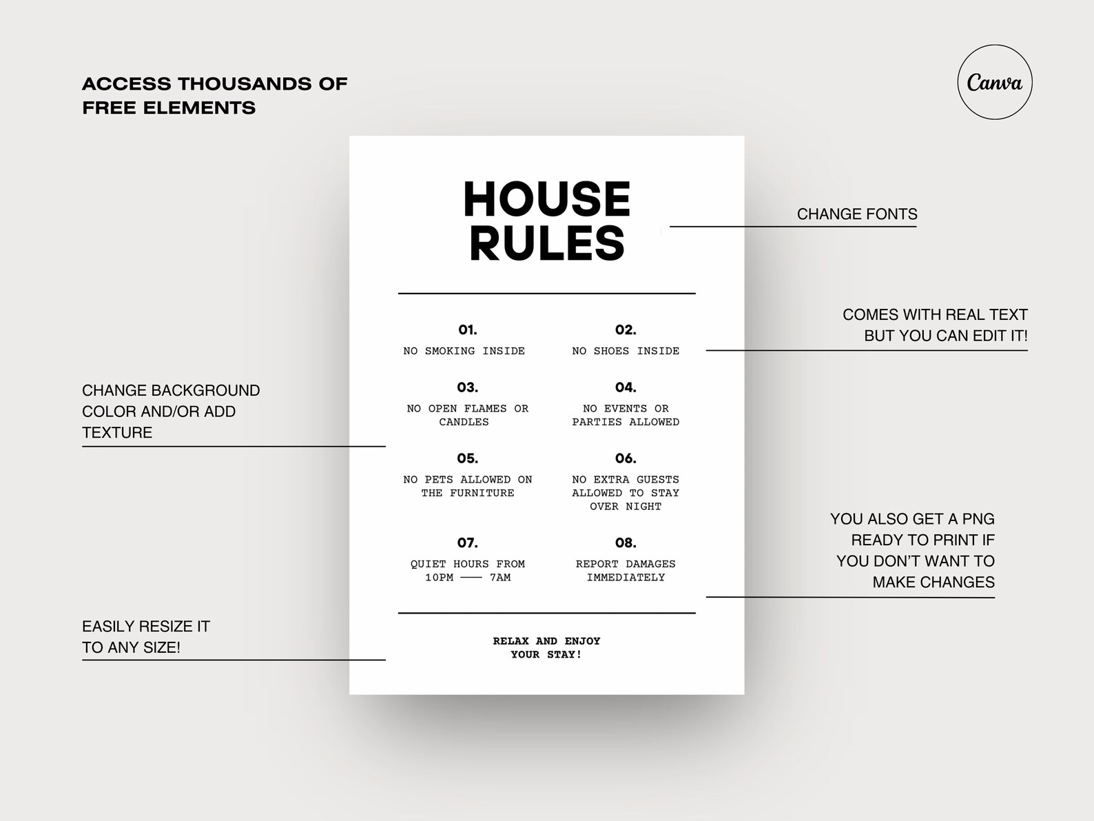 Editable Airbnb House Rules Sign House Rules Template Checklist Vrbo