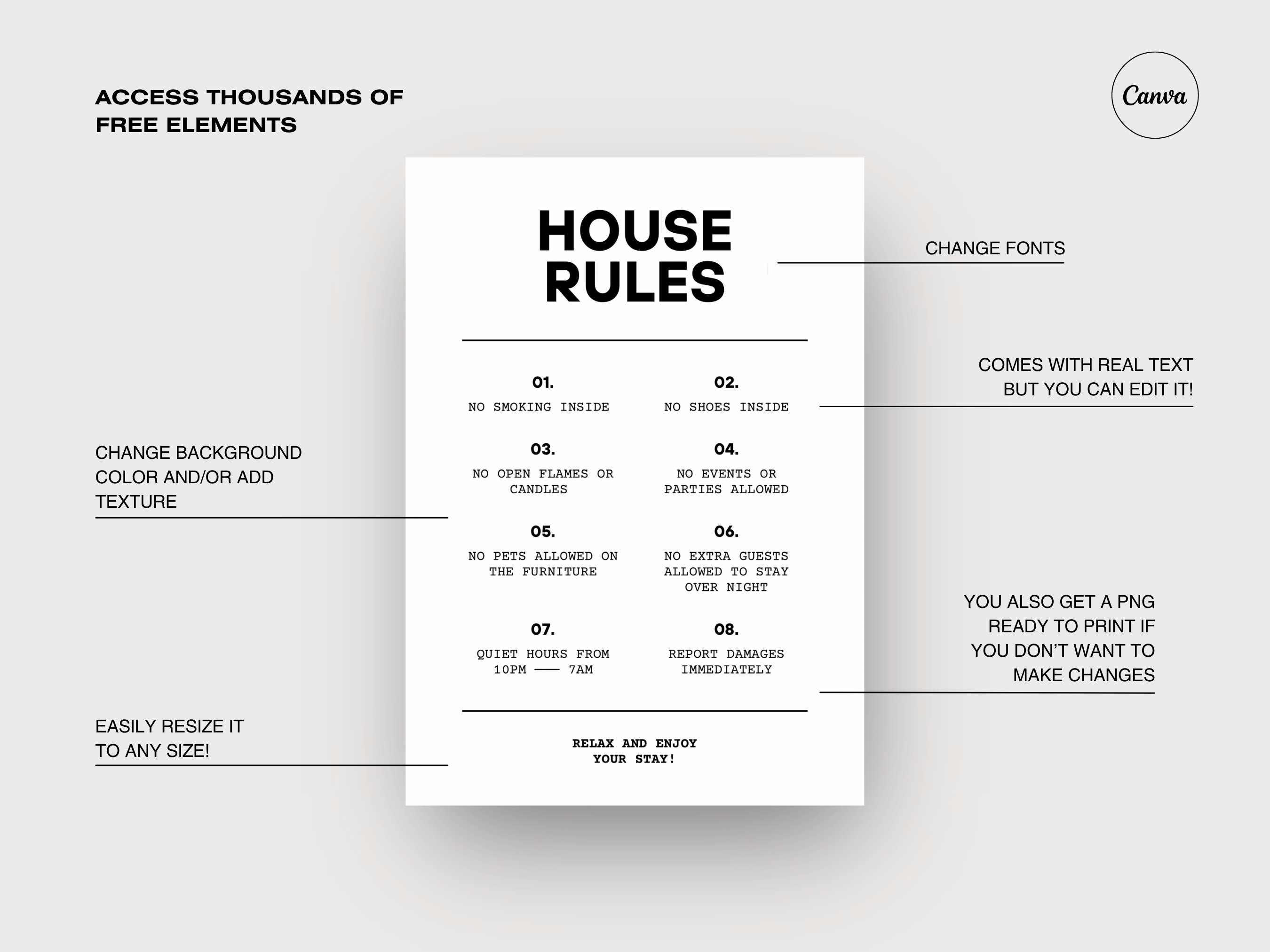 Editable Airbnb House Rules Sign, House Rules Template Checklist, VRBO ...