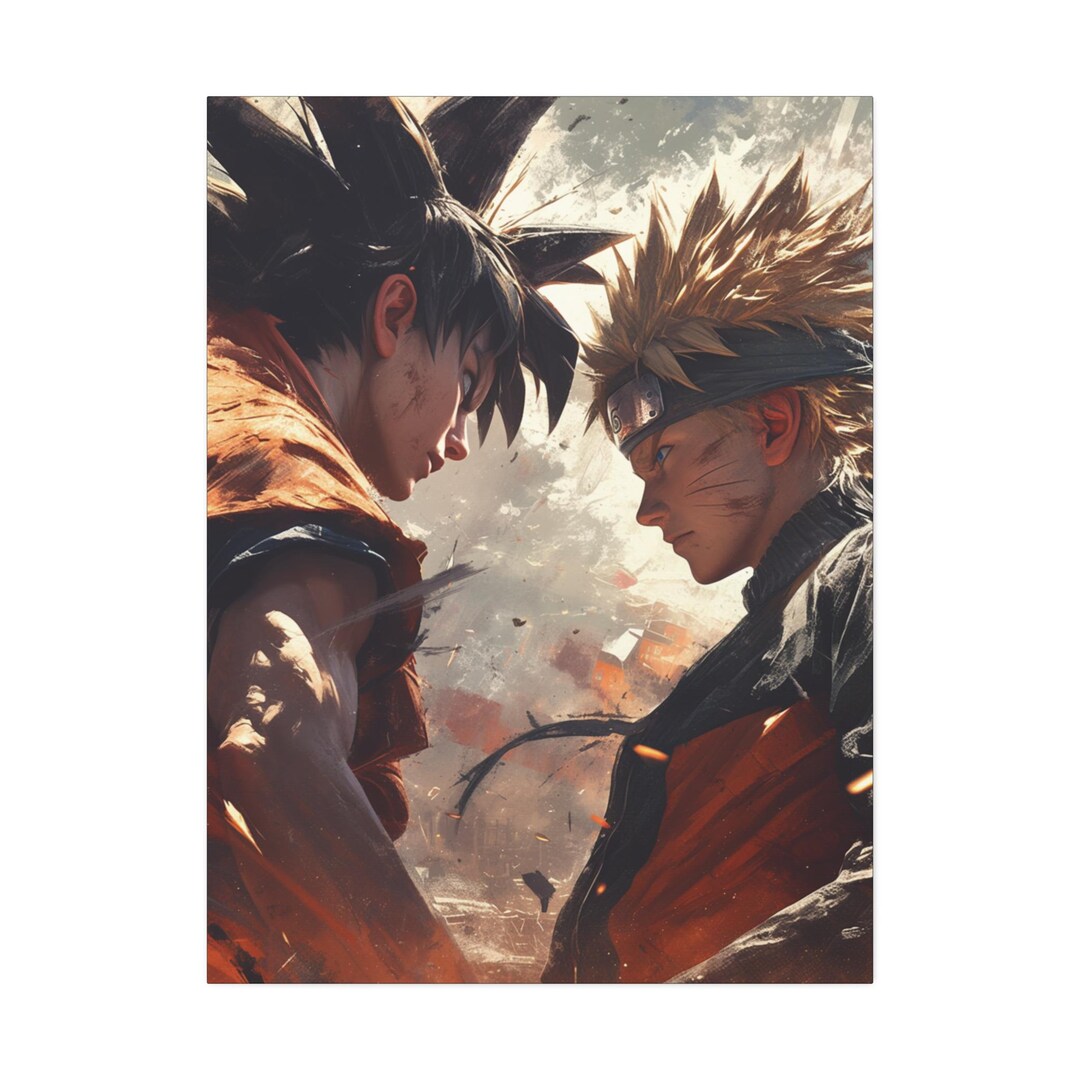 Canvas Stretched, Anime Artwork, Goku Vs Naruto Wall Decor, Home Decor ...