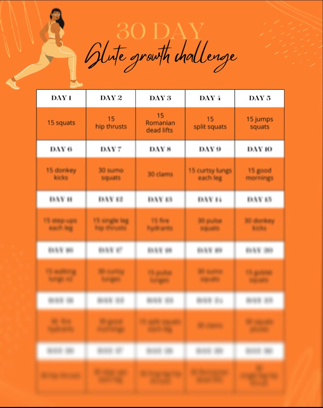 30 Day Glute Growth Challenge, Fitness Planner, Weight Loss Tracker ...