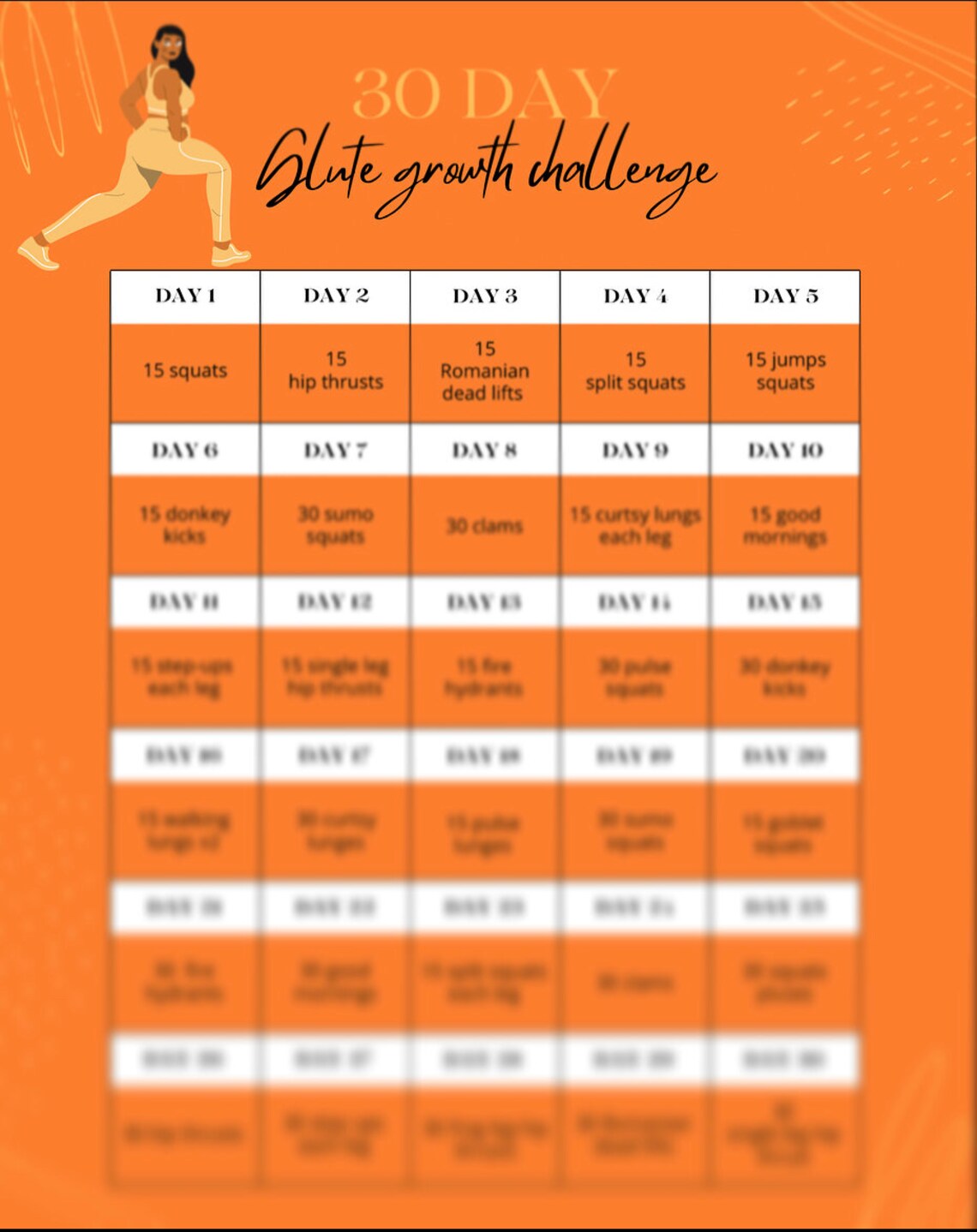 30 Day Glute Growth Challenge, Fitness Planner, Weight Loss Tracker ...