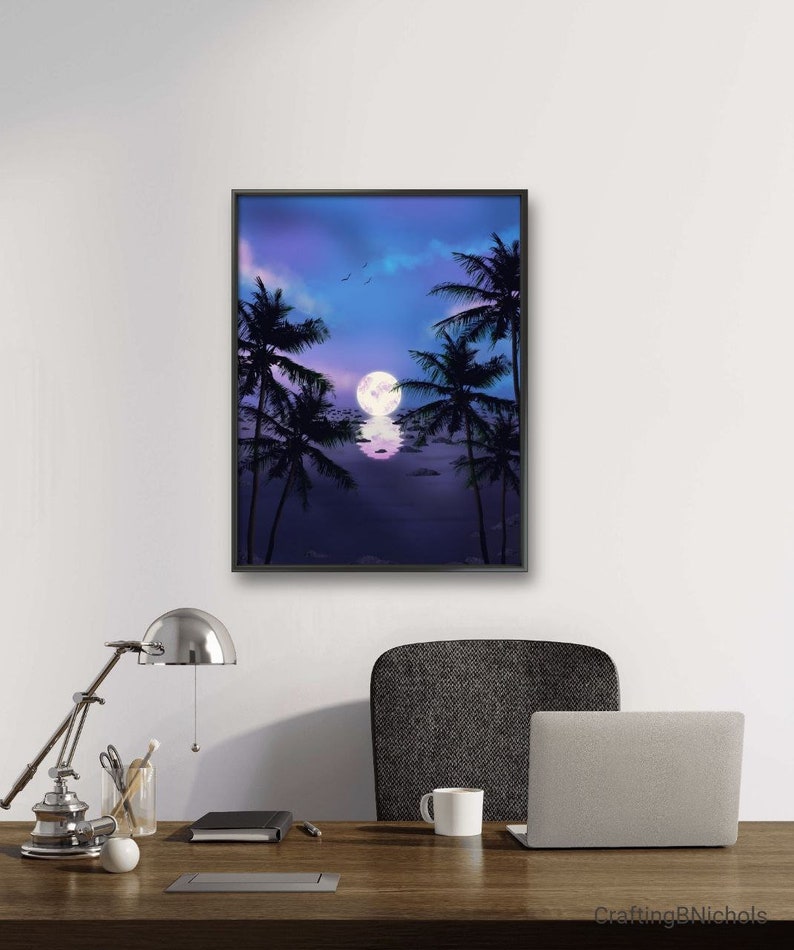 Rising Moon - Textured Art Print - Etsy