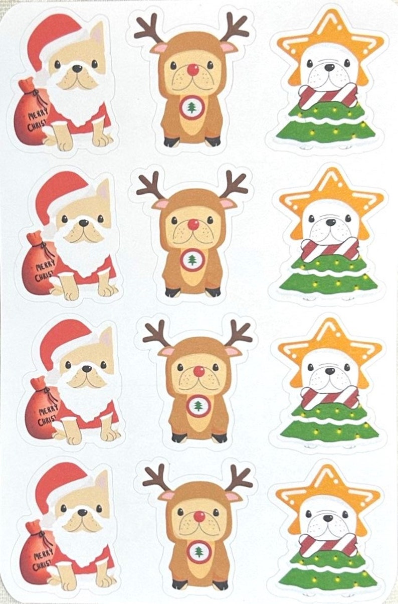 Frenchie Christmas Stickers, Christmas Frenchie, French Bulldog ...