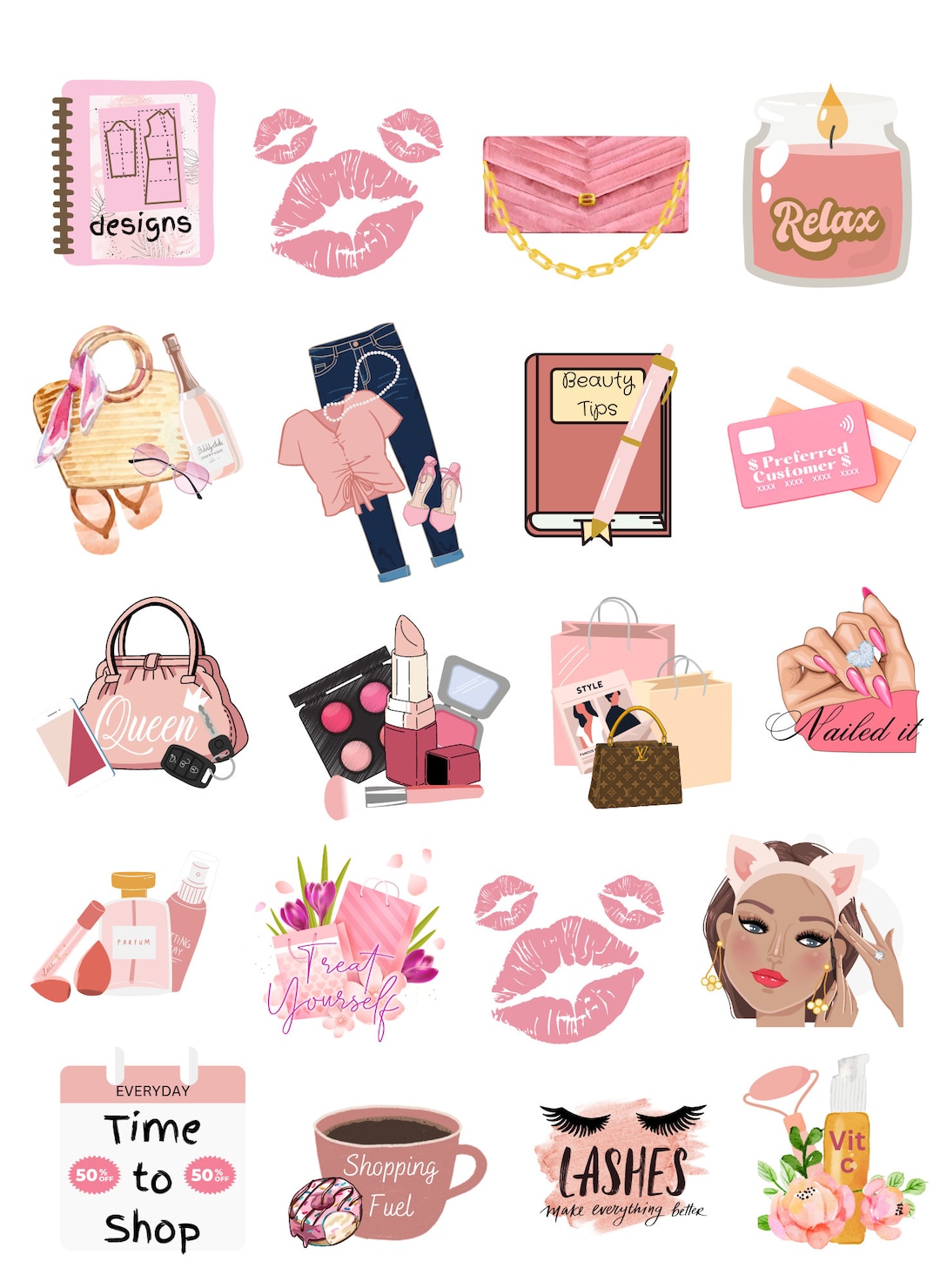 Beauty Stickers, Fashion Stickers, Make-up Stickers, Journal and ...
