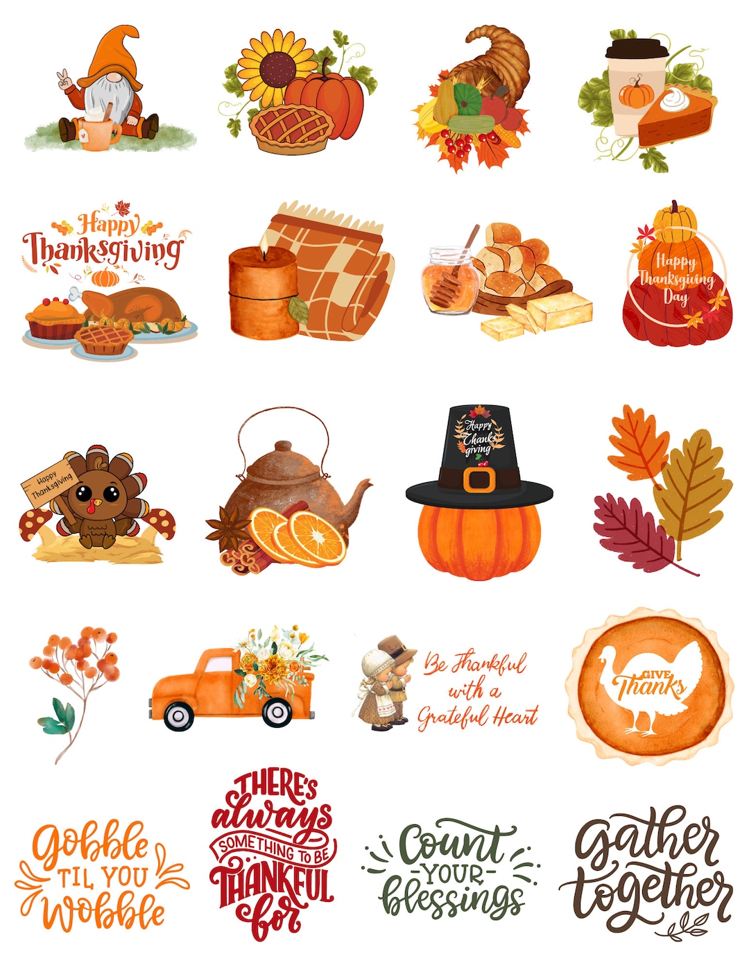 Thanksgiving Stickers, Journal and Planning Stickers, Thanksgiving, - Etsy