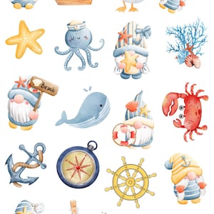 Gnome Stickers With a Sea Theme for Planning and Journaling - Etsy