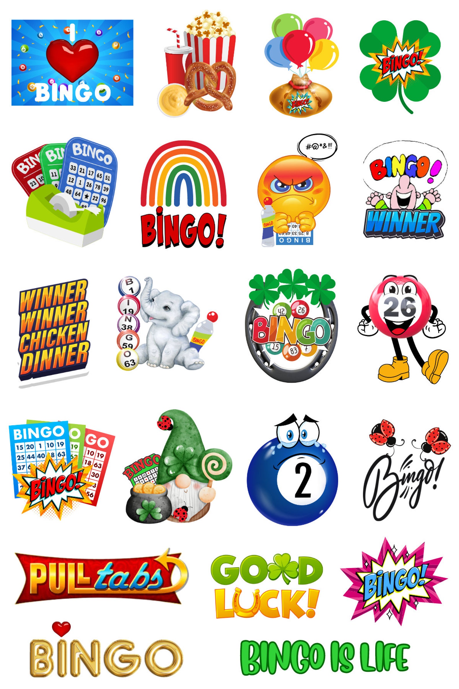 Bingo Stickers, Bingo, Journal and Planner Stickers, Gambling Stickers ...