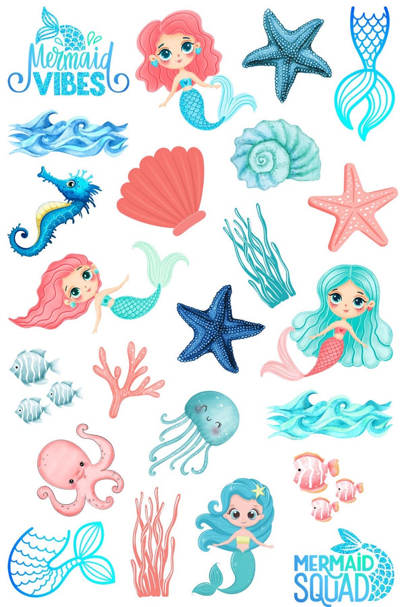 Mermaid Stickers Journaling and Planning Stickers Little Mermaid - Etsy