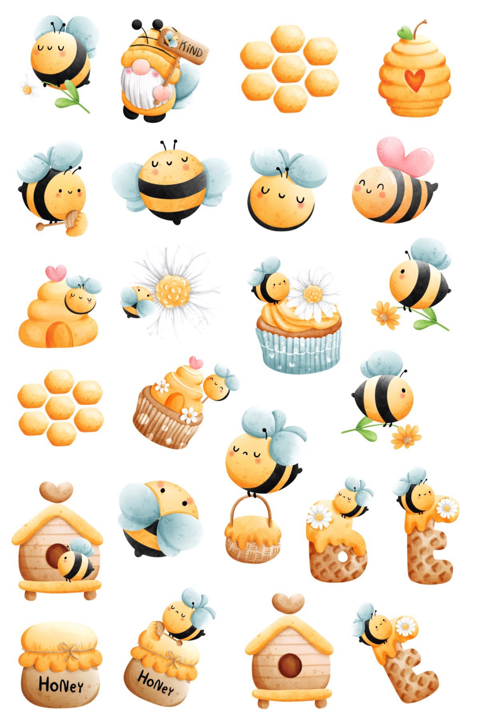 Honey Bee Stickers, Journal and Planner Stickers, Craft Stickers, Bees ...