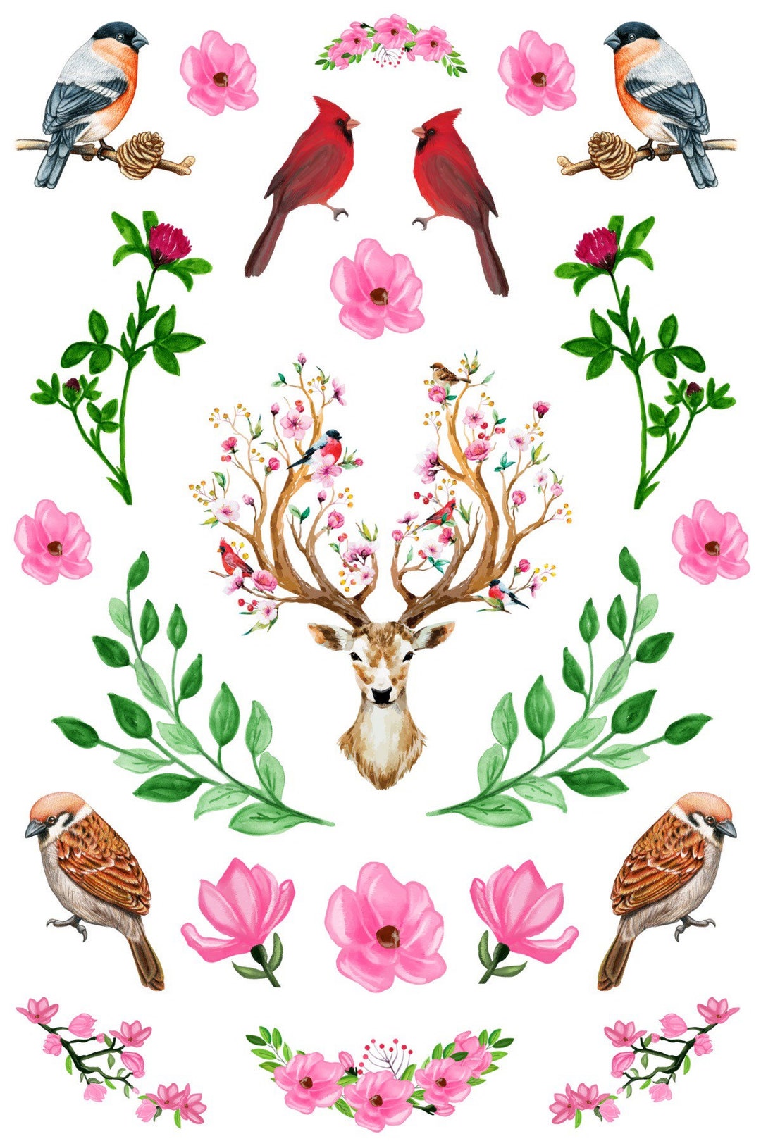 Floral Stag Stickers, Journal and Planner Stickers, Sticker Collecting ...