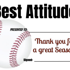Baseball Certificates, Baseball Awards, End of Season Baseball ...