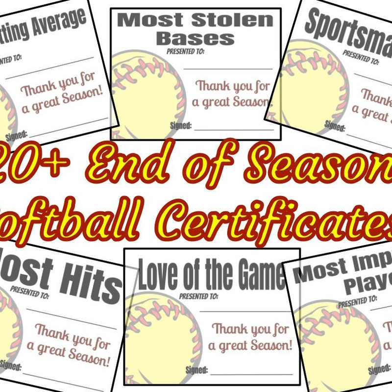 Softball Award Template - Etsy