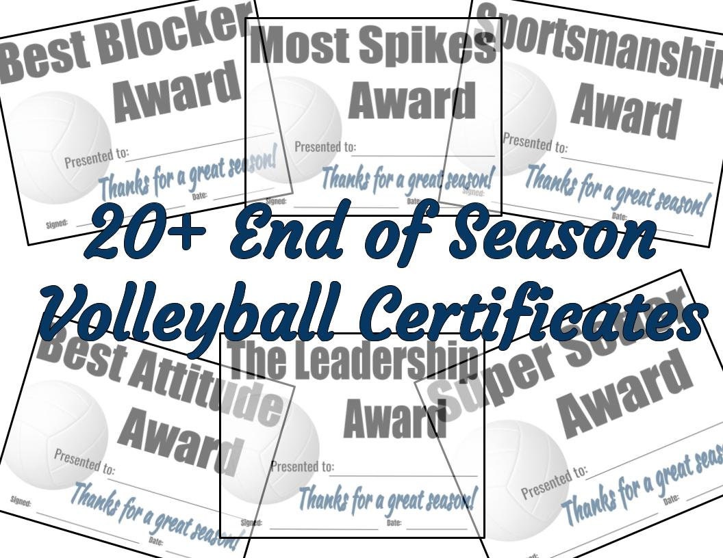 Volleyball Certificate Awards, End of Season Awards, Certificates ...
