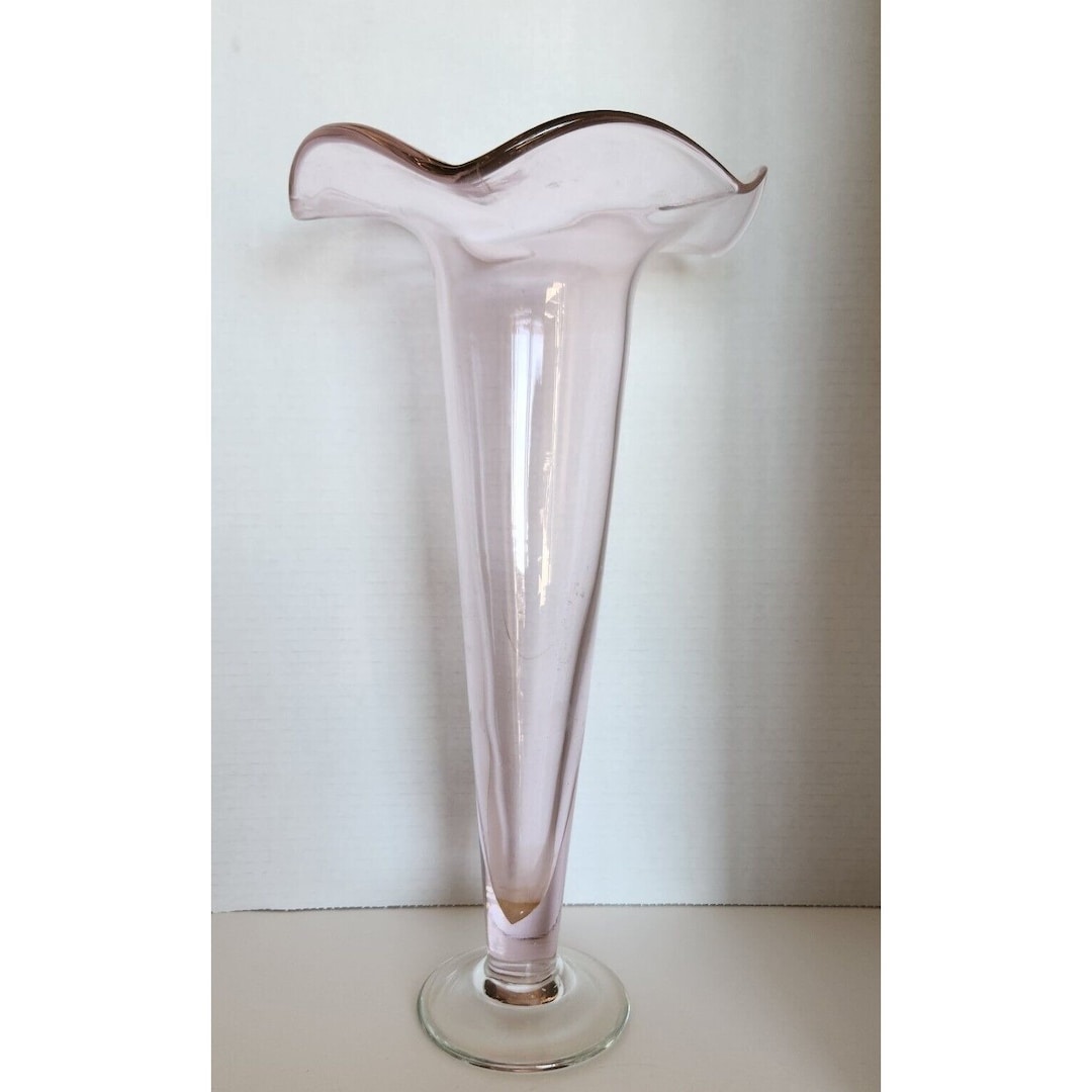 Vintage Wavy, Fluted 15" Pink, Glass Vase. - Etsy