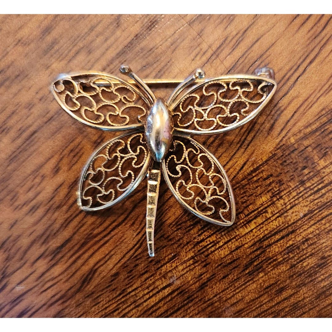 Vintage Winard Gold-filled Dragonfly Brooch Pin With Intricate Filigree ...