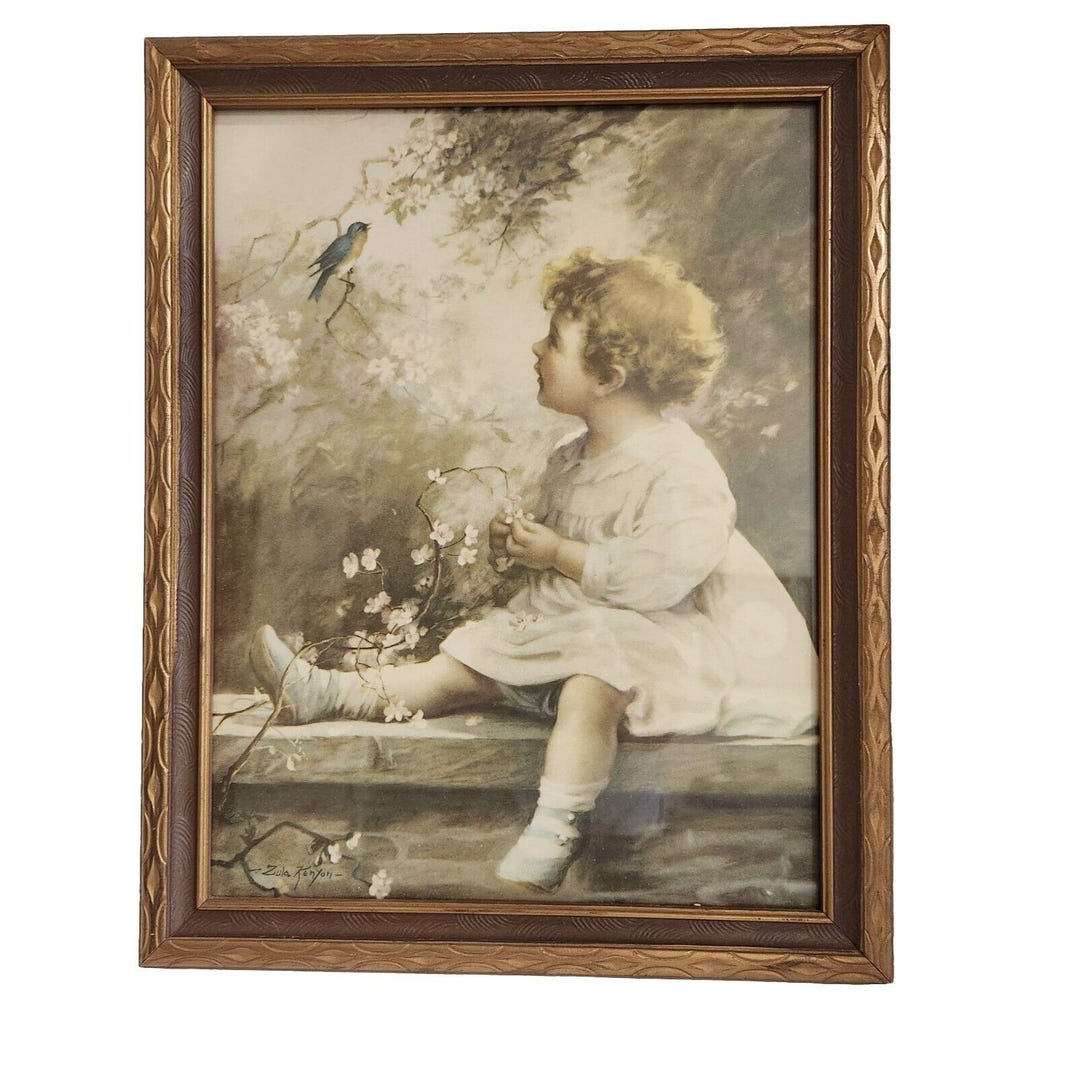 Zula Kenyon song of the Bluebird Framed Print Child Antique 14.5 X 11.5 ...