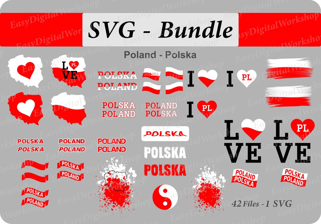 Poland Polska SVG Bundle Silhouette Clipart Vector Cut Files Cricut Ai ...
