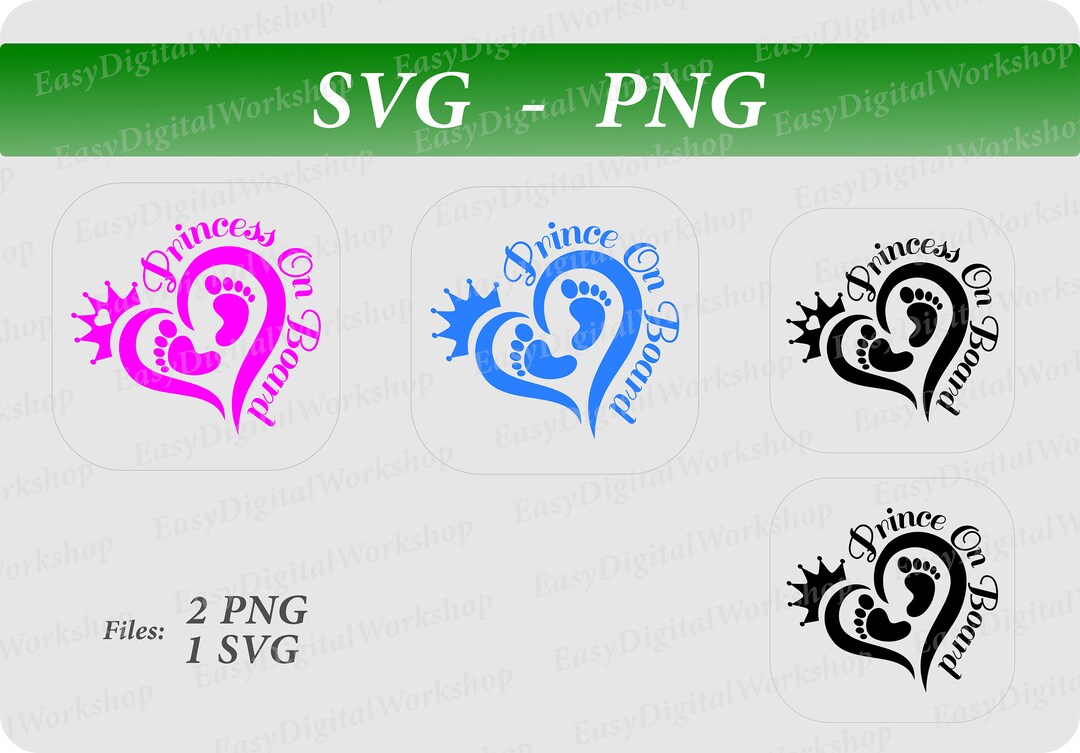 Princess Prince SVG PNG Decals Baby Kids on Board Car Stickers - Etsy ...