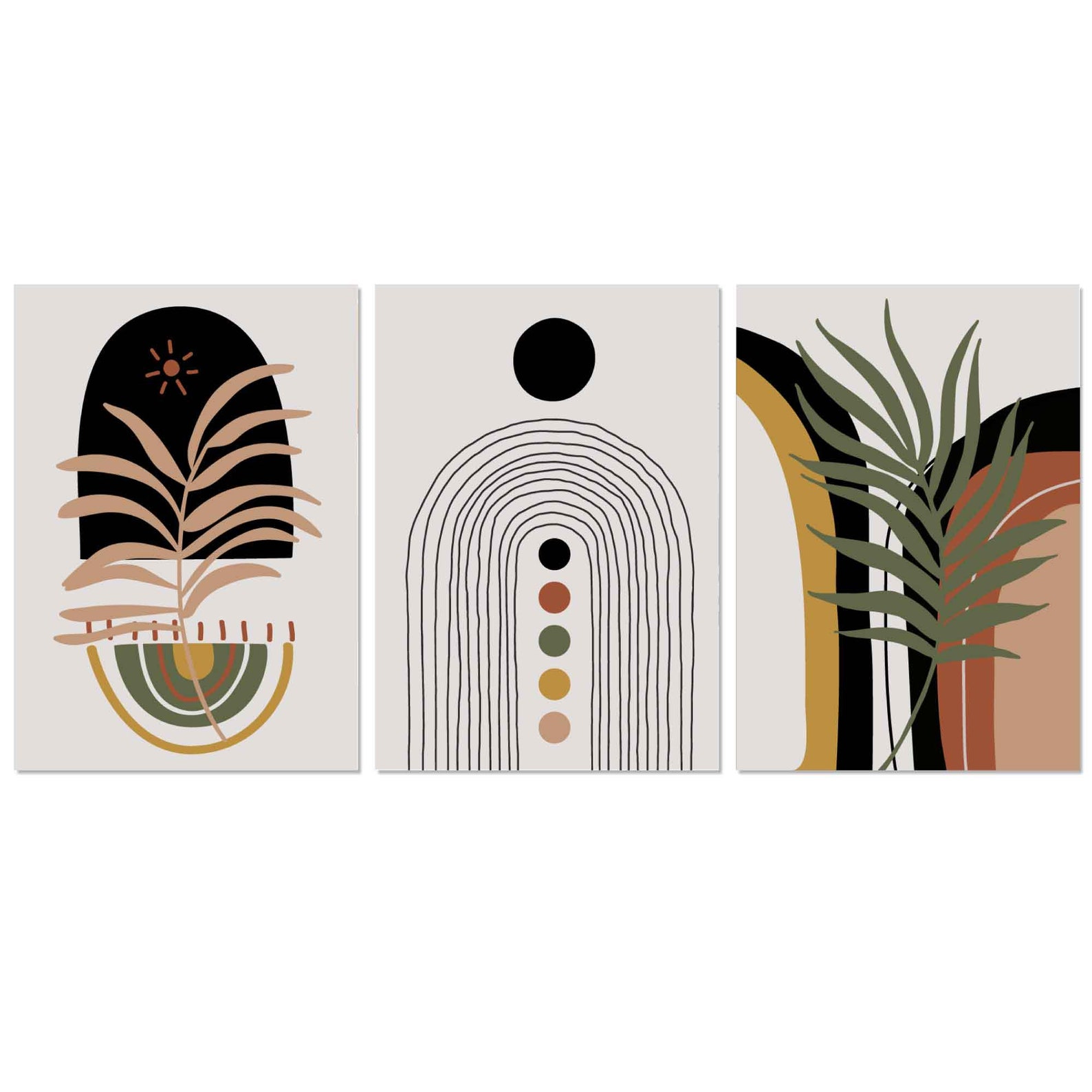 Boho Abstract Wall Art Prints Boho Wall Decor Set of 3 | Etsy