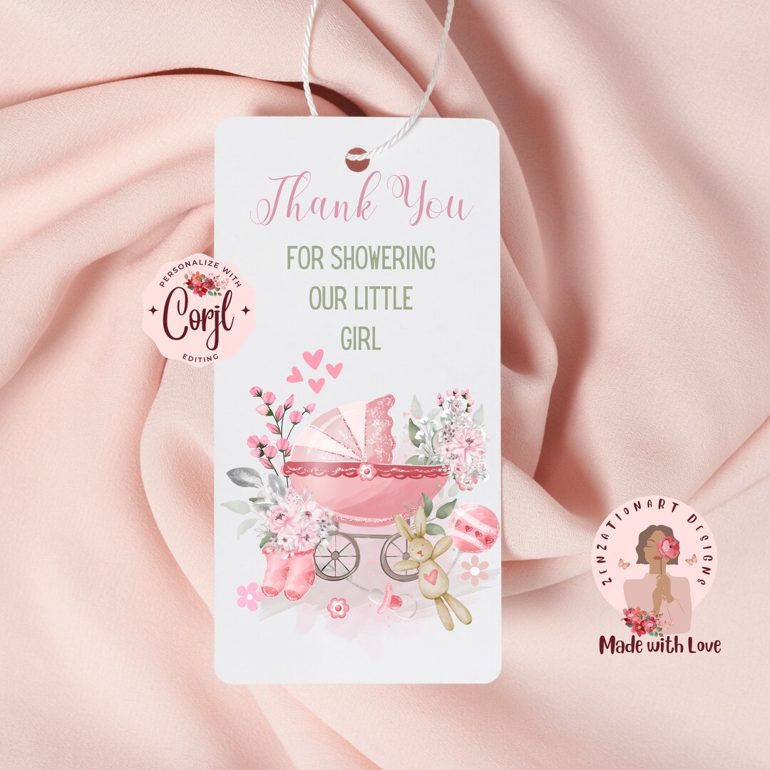 Editable Printable Tag Instant Download Calligraphy Baby Shower Tag ...